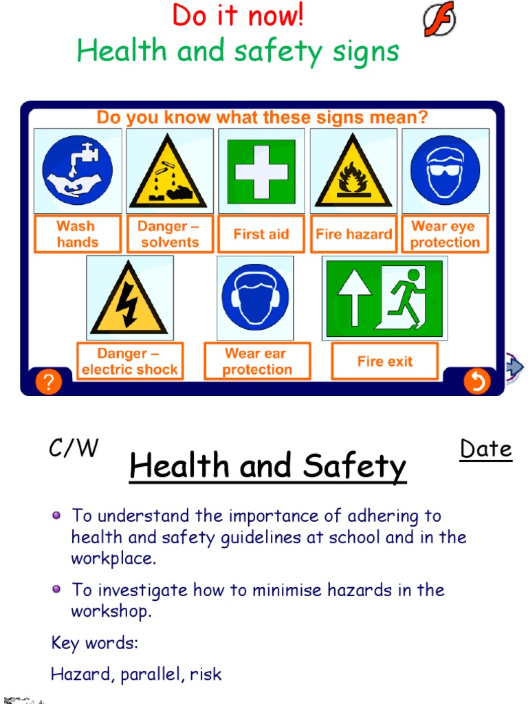 Health and Safety Teaching PPT KS3 | PDF | Occupational Safety And ...