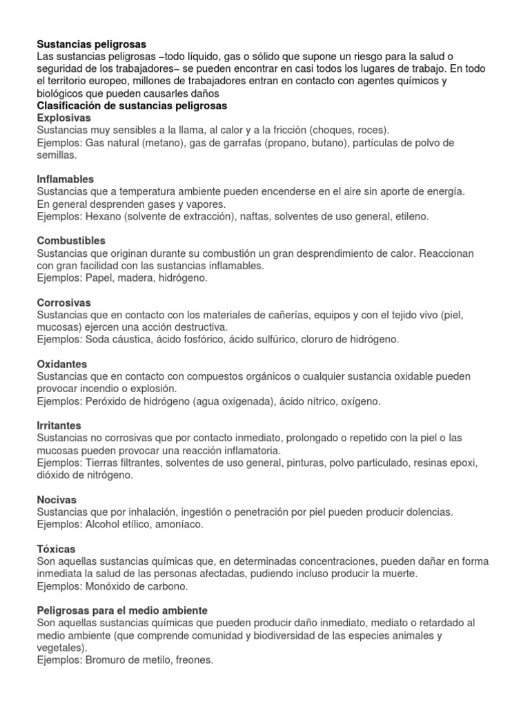 Clasificación de Sustancias Peligrosas | PDF | Material explosivo | Oxígeno