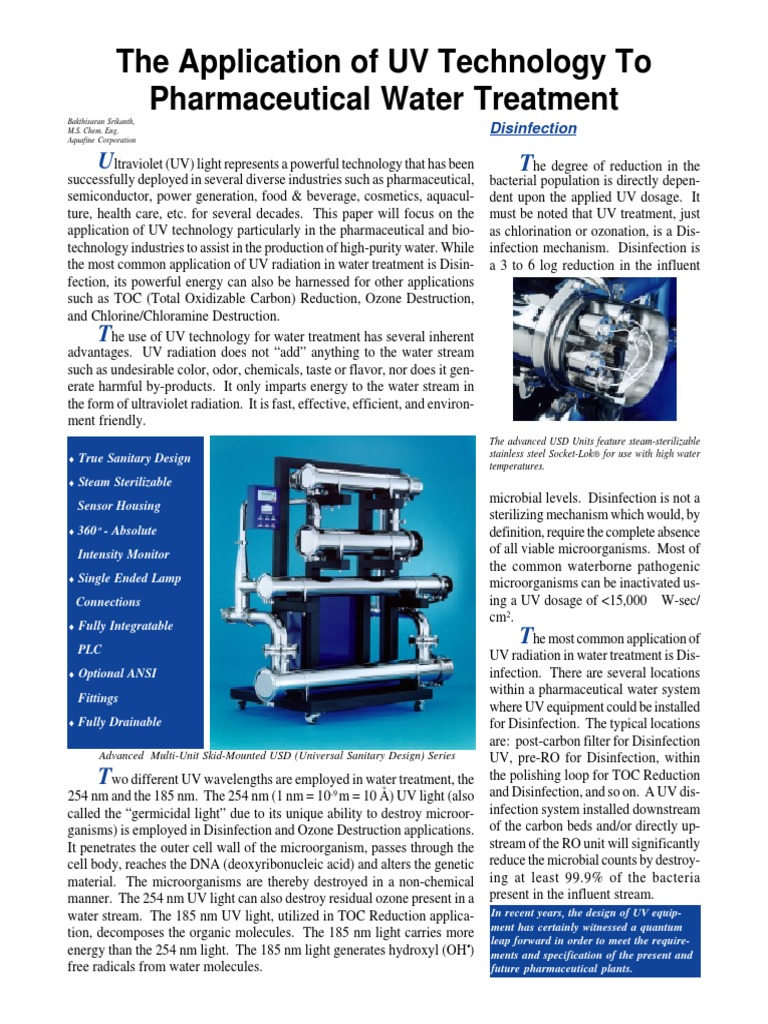 The Application of UV Technology To Pharmaceutical Water Treatment ...