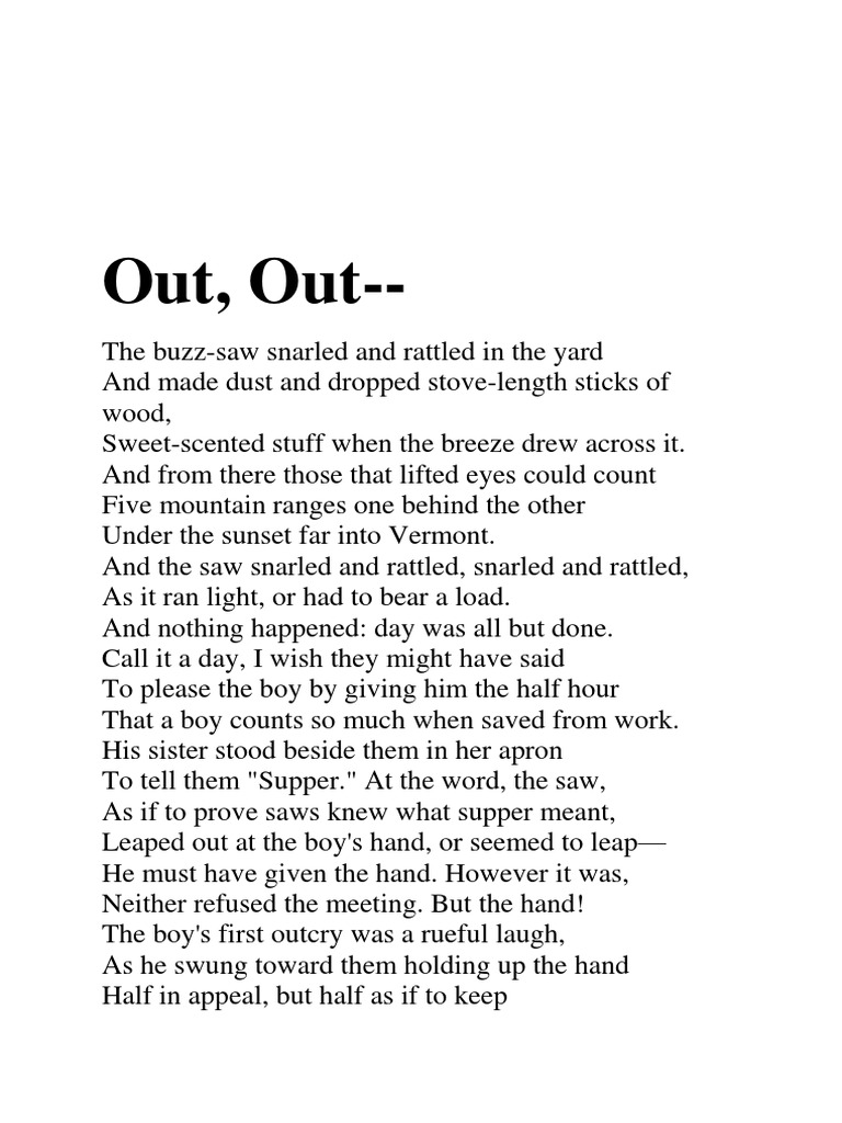 Brahma Sukhi-Out Out - by Robert Frost-An Analysis | Download Free PDF ...
