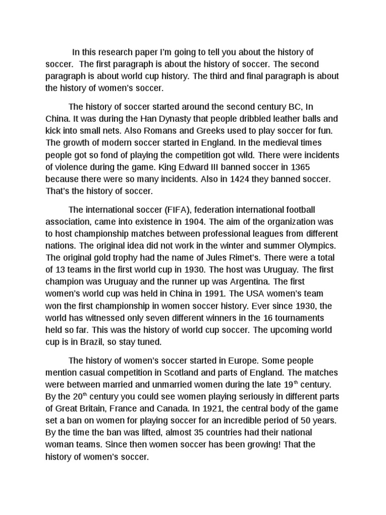 History of Soccer and Women's Game | PDF