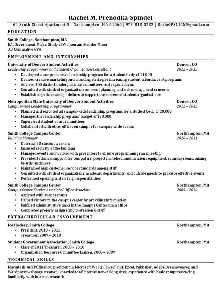 Rachel Prehodka-Spindel Resume | PDF