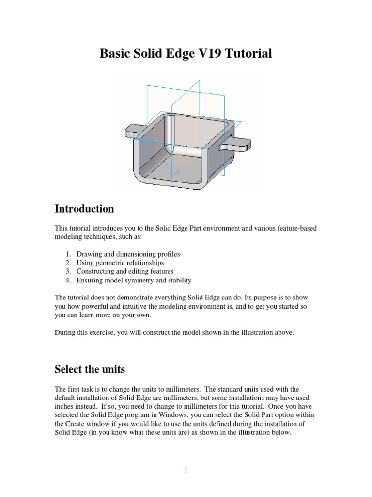 Basic Solid Edge V19 Tutorial Guide | PDF | Button (Computing) | Line ...