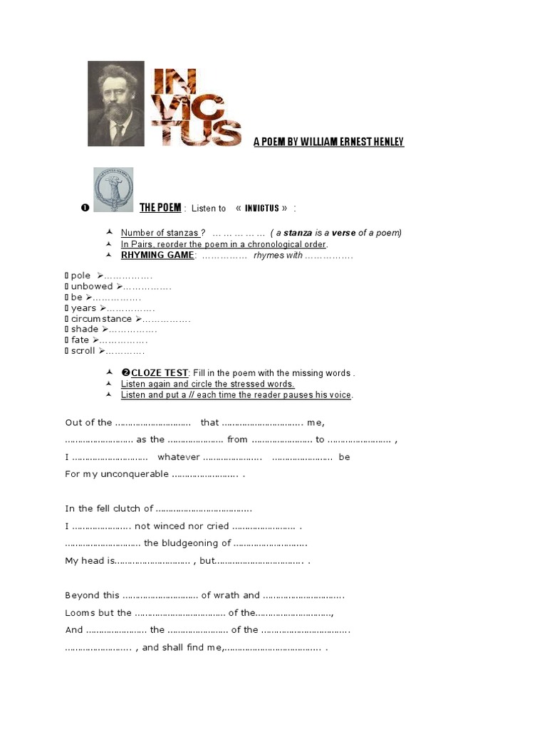 Invictus A Poem by William Henley | PDF | Poetry