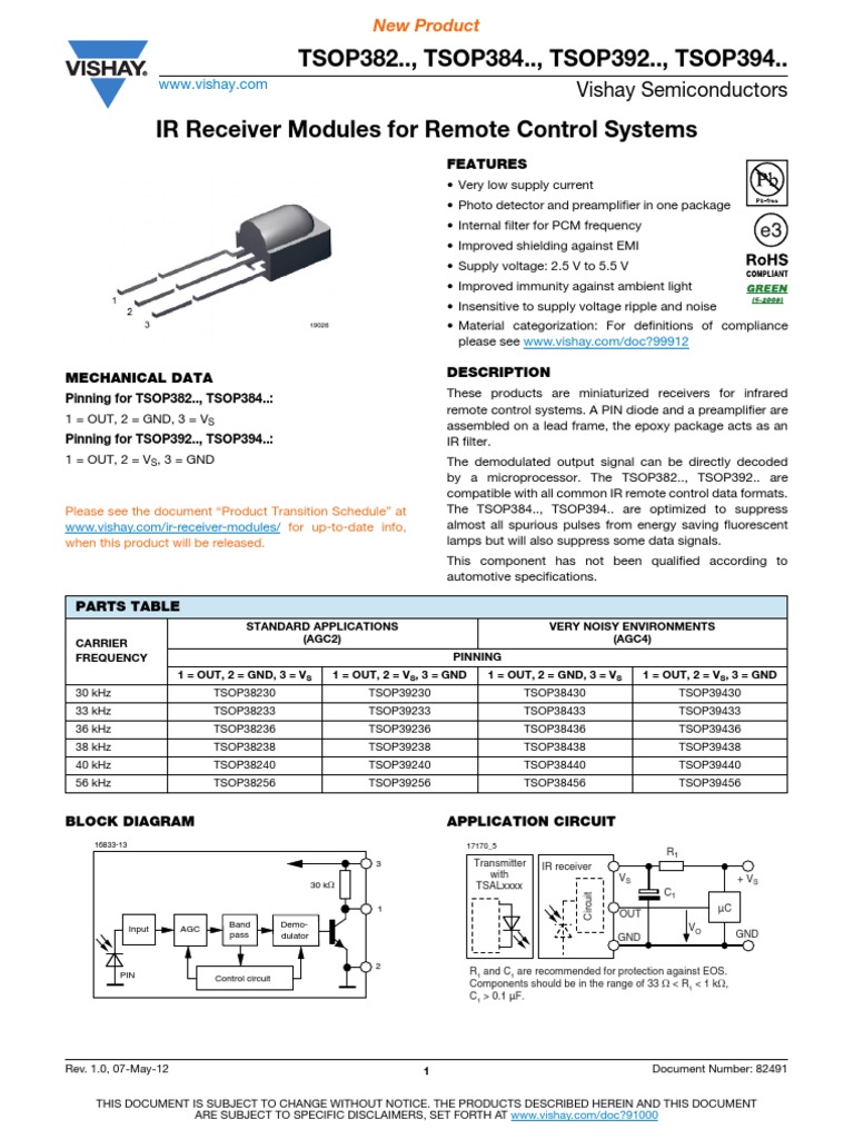 Vishay-TSOP38236-datasheet | Infrared | Fluorescent Lamp