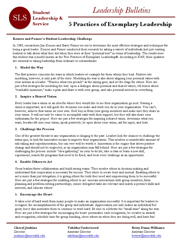 5 Practices of Exemplary Leadership | PDF | Leadership | Applied Psychology