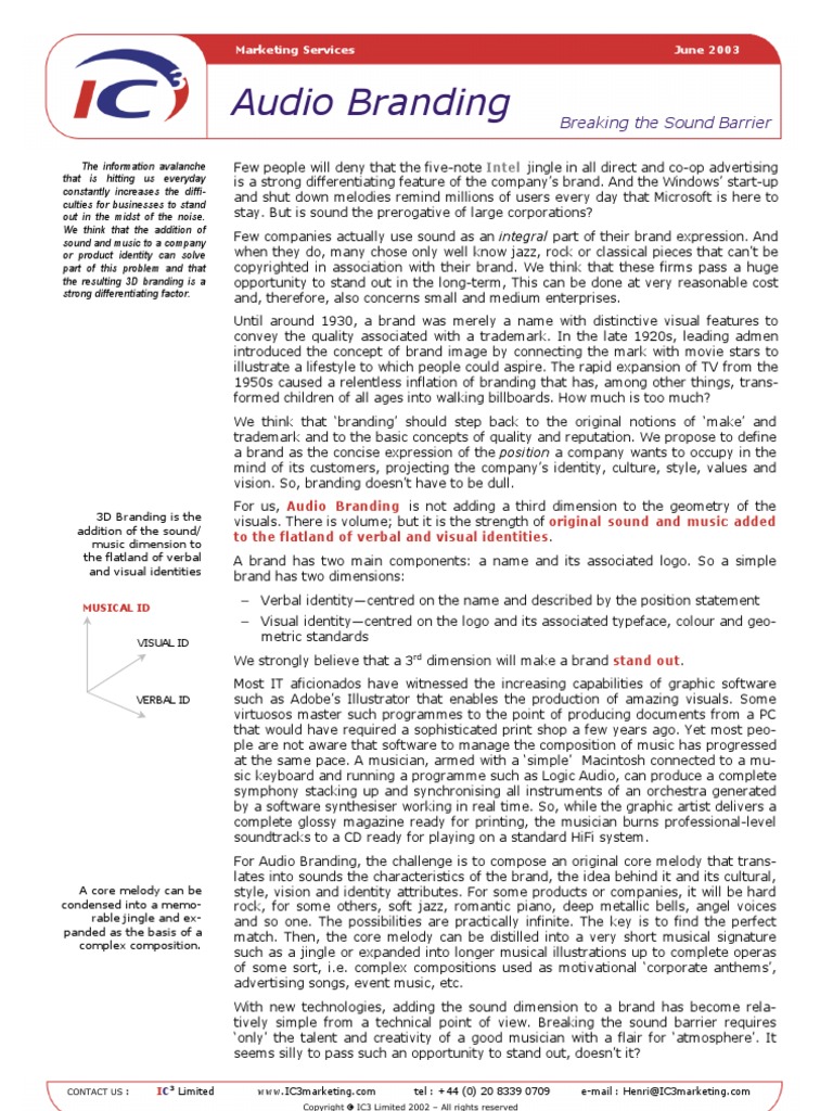 Audio Branding: Breaking The Sound Barrier | PDF | Brand | Musical ...