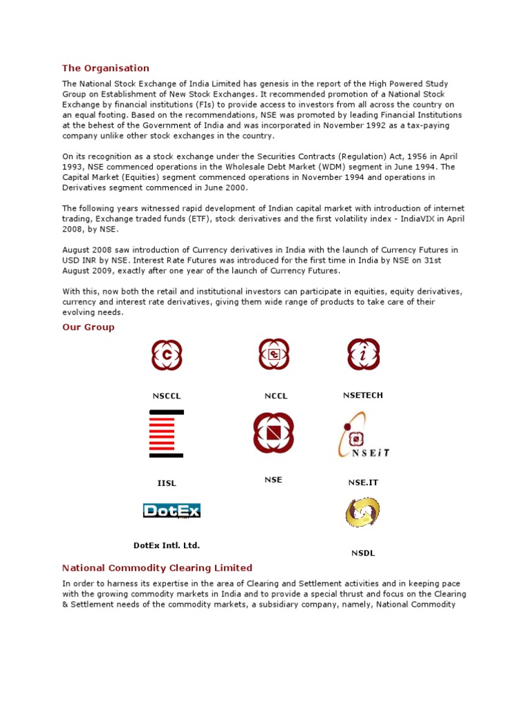 The Organisation: NSCCL NCCL Nsetech | PDF | Companies | Securities ...