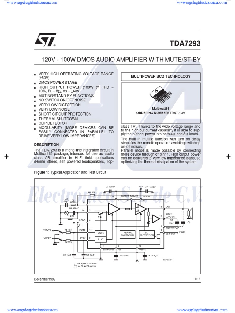120V - 100W Dmos Audio Amplifier With Mute/St-By: Multipower BCD ...