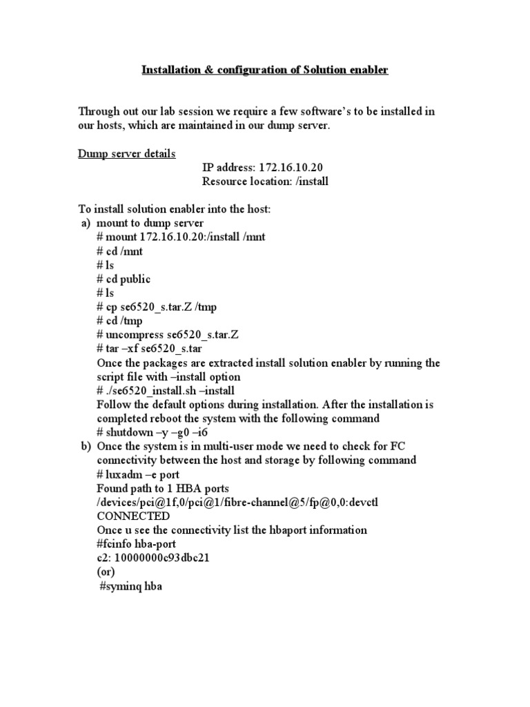 IT Lab: Solution Enabler Setup Guide | PDF