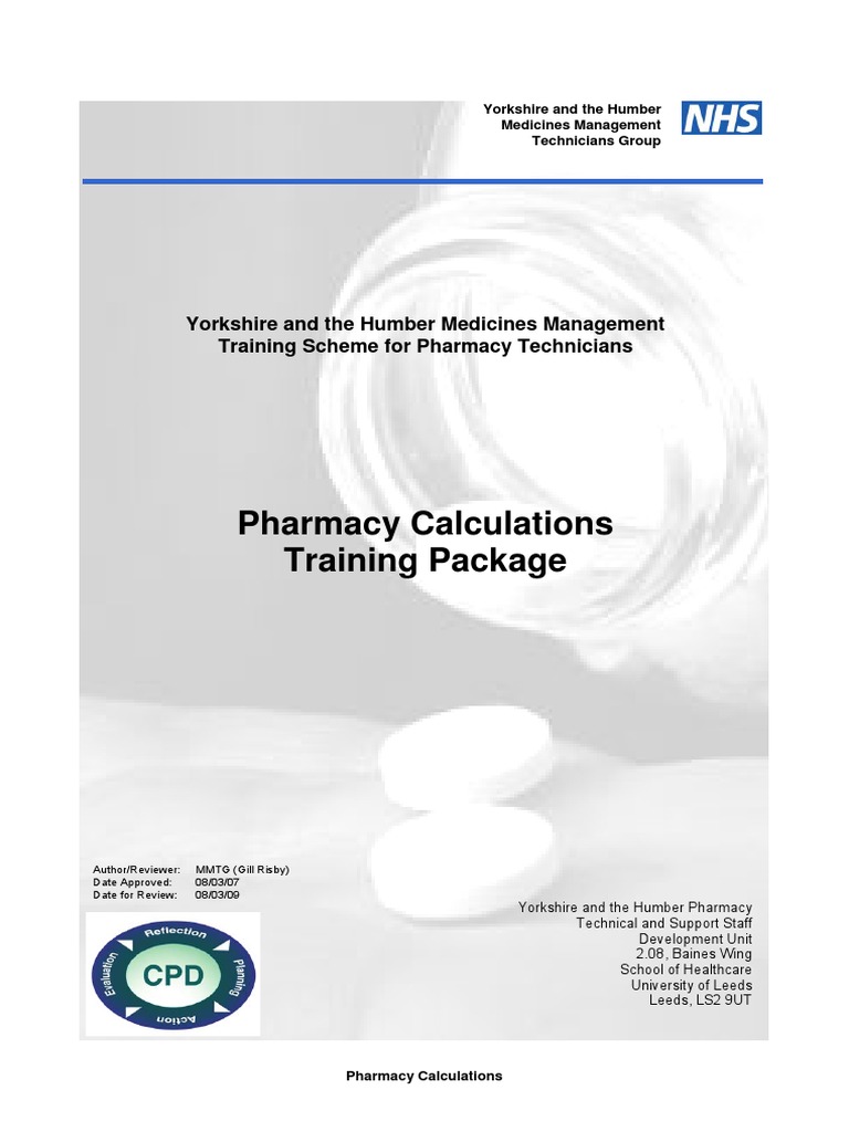 Yorkshire Pharmacy Calculations Training | PDF | Mass Concentration ...