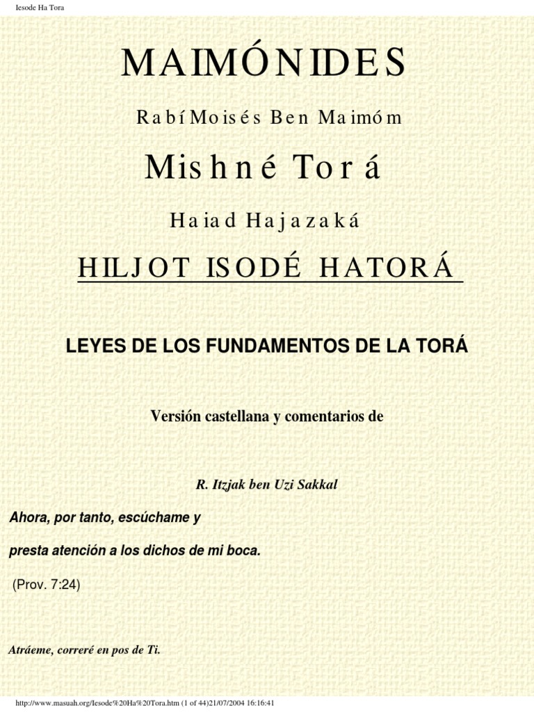 Maimonides - Leyes de los fundamentos de la Torah.pdf | Esencia | Profeta