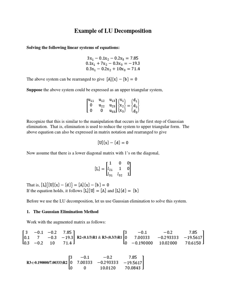Example of LU Decomposition | PDF | Matrix (Mathematics) | Theoretical Computer Science