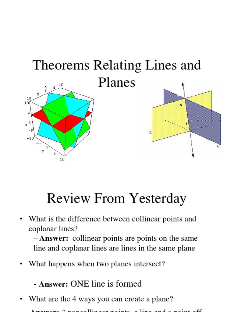 Lines and Planes: Key Theorems Explained | PDF