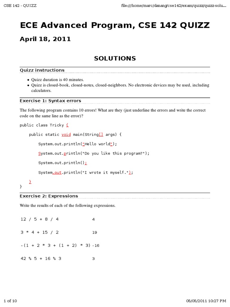 Quizz Solution | PDF | Method (Computer Programming) | Soft Drink