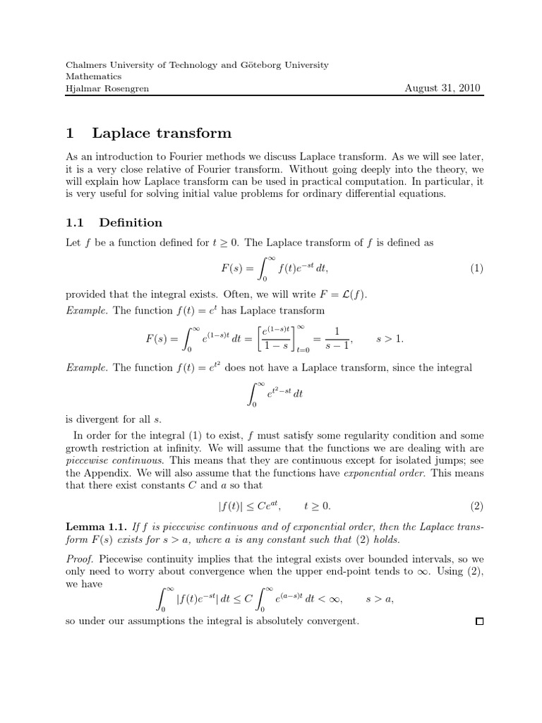 Laplace | PDF | Laplace Transform | Fourier Transform