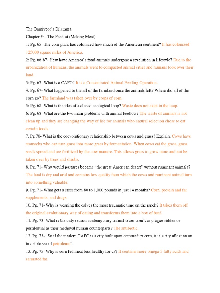 The Omnivores Dilemma Chapter 4 | Download Free PDF | Cattle | Manure