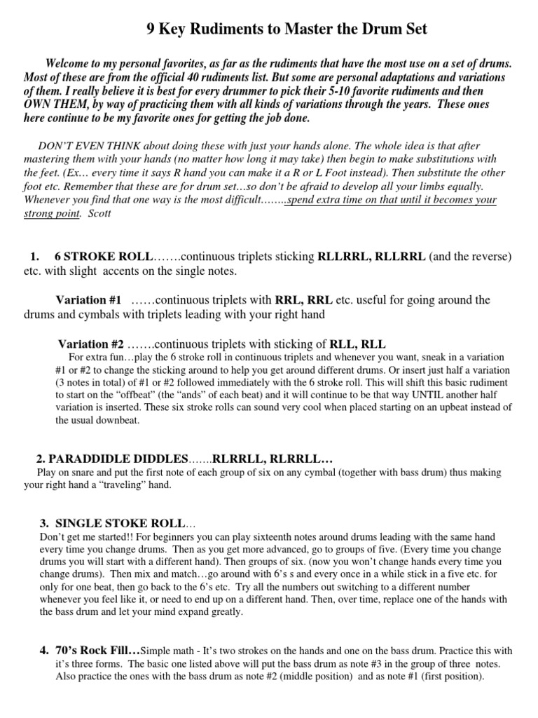 Drum Rudiments for Enthusiasts | PDF | Drum Kit | Drumming