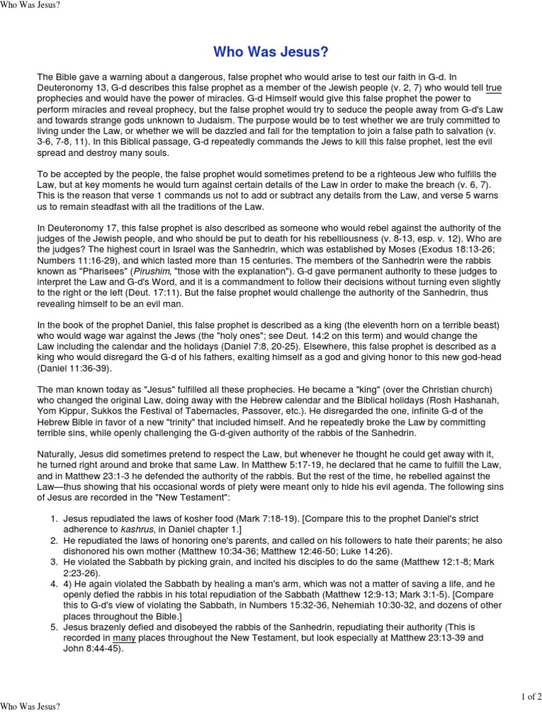 Talmud - Who Was Jesus (Talmudic Hasidic View) | PDF | Prophet | Messiah