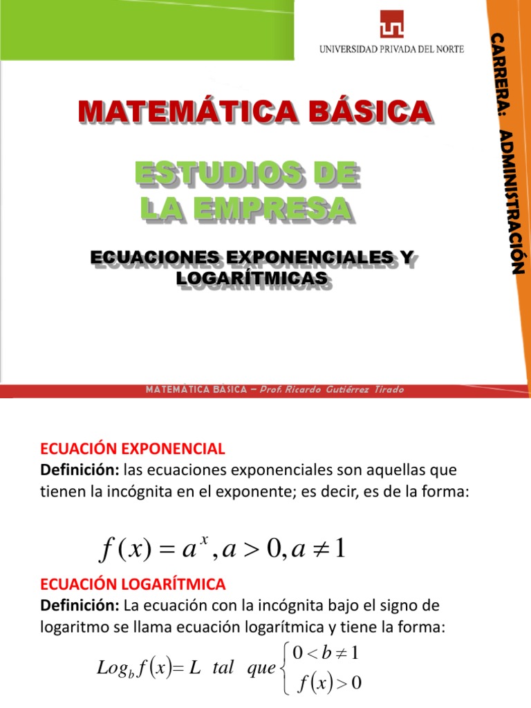 11ec Exponenciales y Logaritmicas2011-1 | PDF | Métodos y materiales de enseñanza | Ciencia y ...