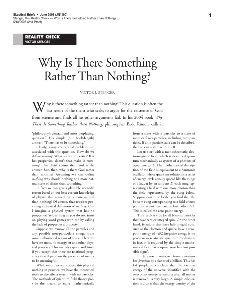 Why Is There Something Rather Than Nothing | Download Free PDF ...