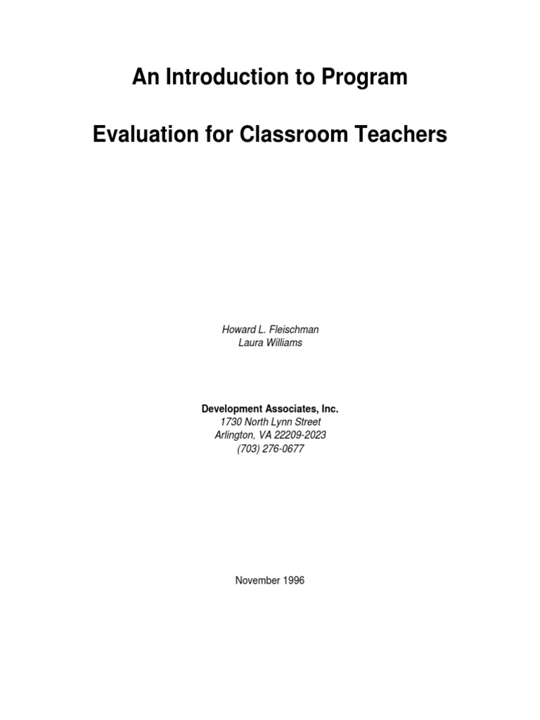 Classroom Program Evaluation Guide | PDF | Educational Assessment ...