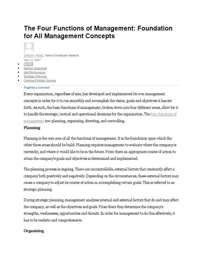 The Four Functions of Management | PDF | Motivation | Motivational