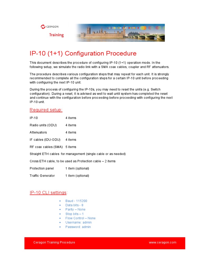 Ceragon Ip 10 1 1 Procedure Pdf Pdf Screenshot Ip Address