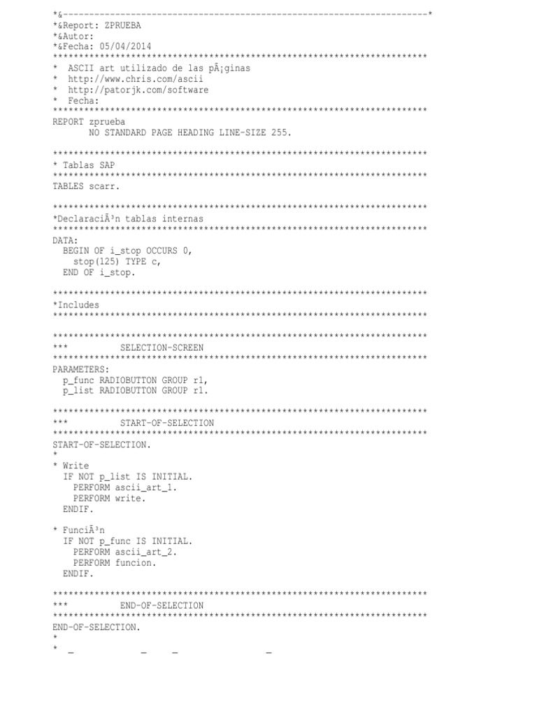 Ascii Art Abap | PDF | Computer Programming | Computing