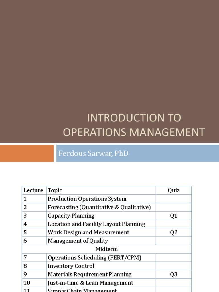 Introduction To Operation Management | PDF | Operations Management ...