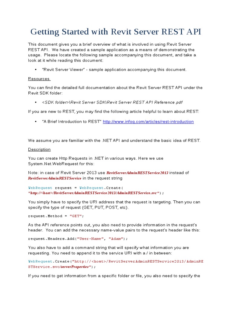 Getting Started With Revit Server Rest Api Pdf Application Programming Interface 0661