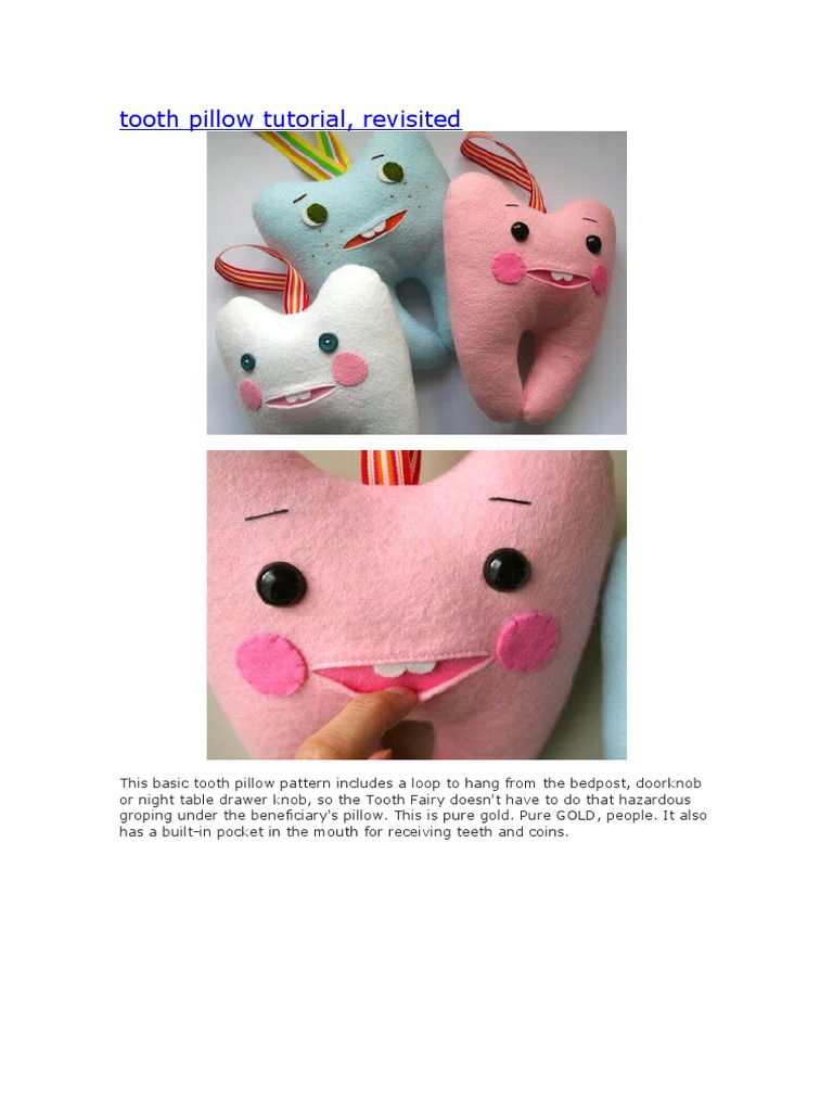 Tooth Pillow Tutorial | PDF | Sewing | Seam (Sewing)