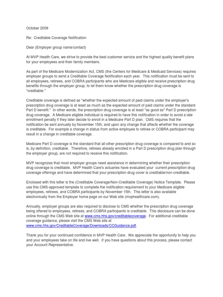 MVP Sample Letter | PDF | Medicare Part D | Medicare (United States)