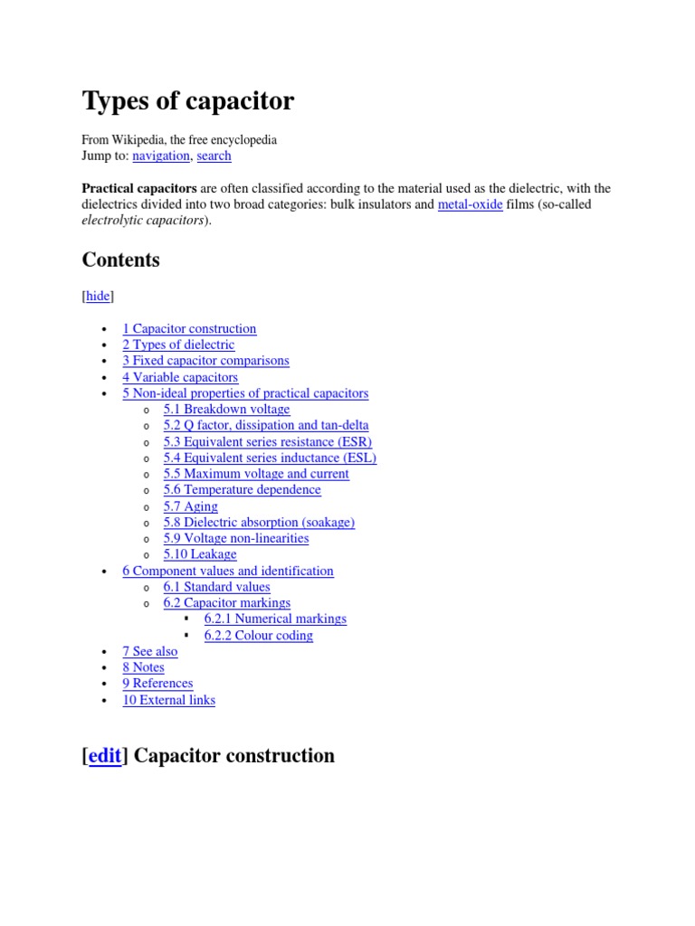 Types of Capacitor | PDF | Capacitor | Dielectric
