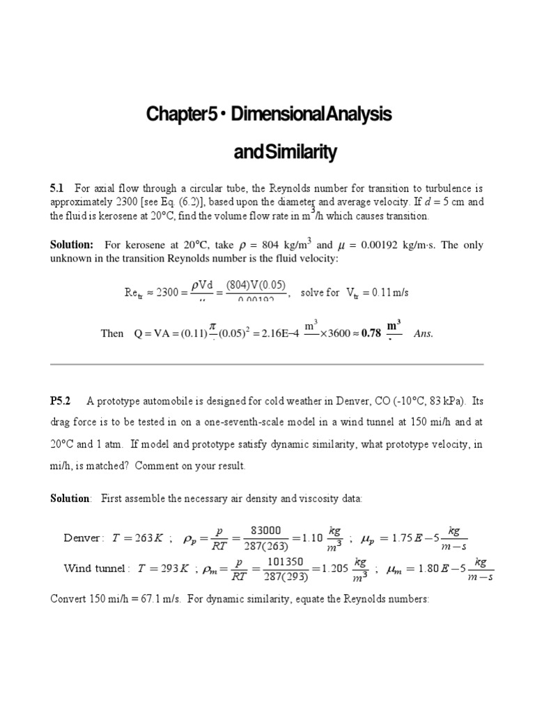 Dimensional Analysis in Fluid Mechanics | PDF | Reynolds Number | Fluid ...