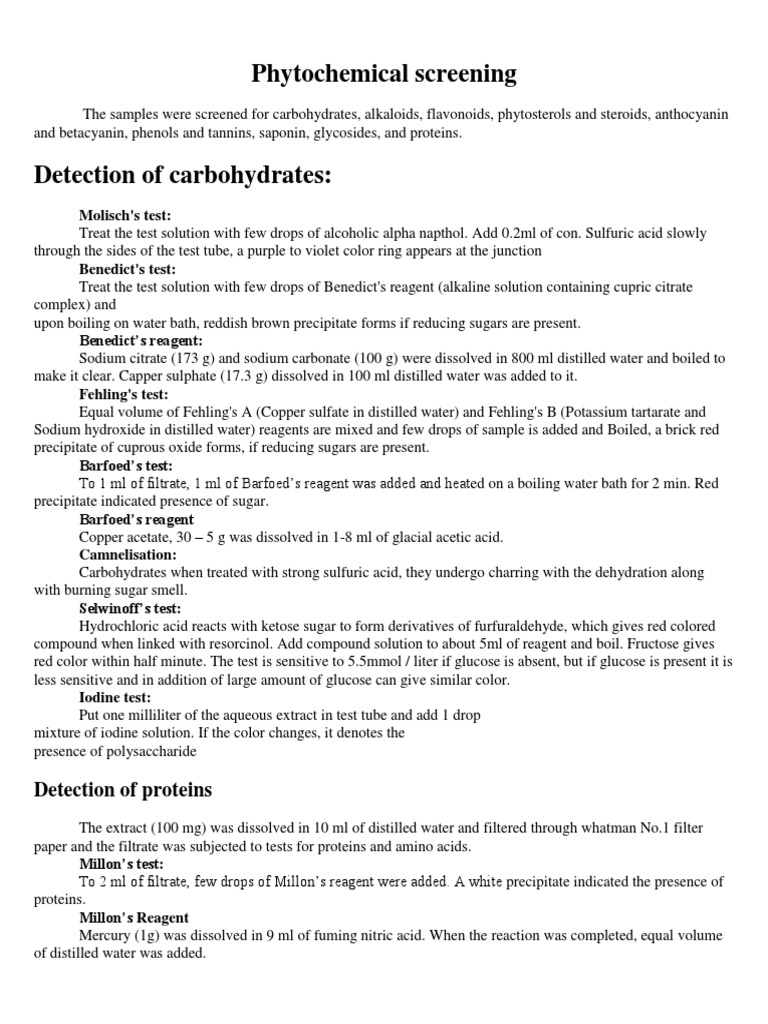 Phytochemical Screening Methods | Materials | Chemical Compounds
