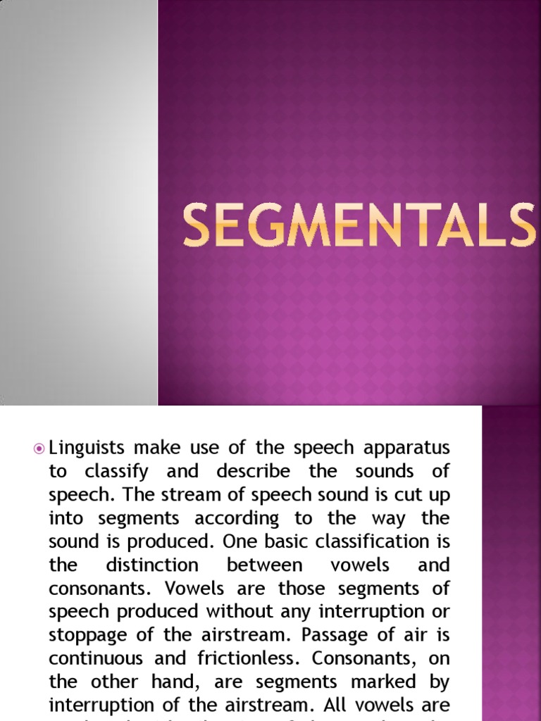 Segmentals | Download Free PDF | Consonant | Vowel