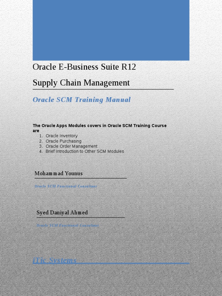 Oracle SCM Training Manual | PDF | Supply Chain Management | Inventory