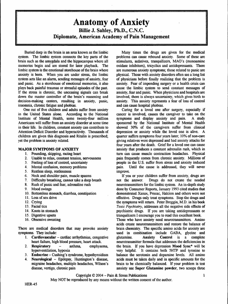 Anatomy of Anxiety | PDF | Anxiety Disorder | Panic Attack