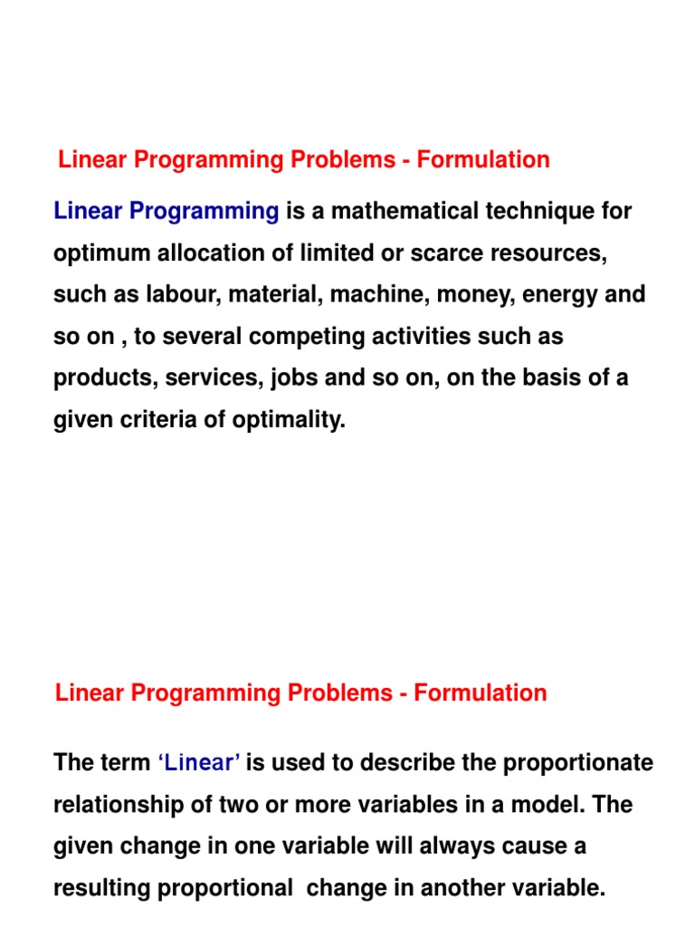 Linear Programming Problems - Formulation | PDF | Loss Function ... Linear Programming Problems - Formulation | PDF | Loss Function ...