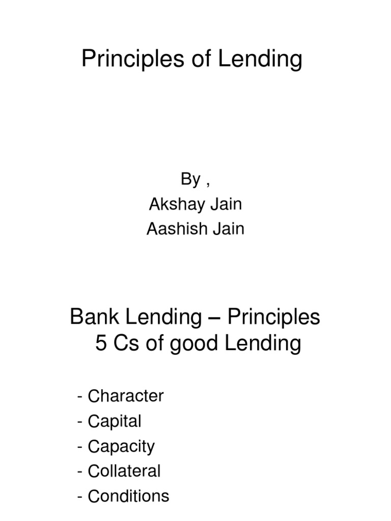 Principles of Lending | Banks | Loans