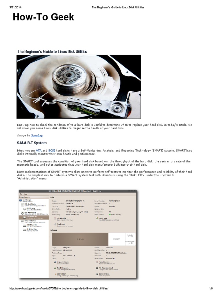 The Beginner's Guide To Linux Disk Utilities | PDF | Hard Disk Drive | Computer Hardware