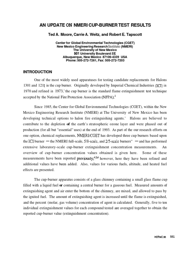 NMERI Cup Burner Test Results Update | PDF | Flow Measurement | Gases