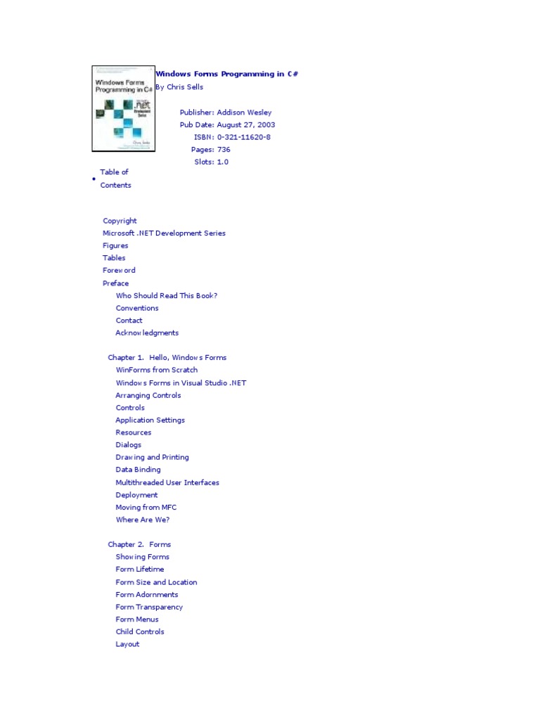 Windows Forms Programming in C | PDF | Web Application | Application ... Windows Forms Programming in C | PDF | Web Application | Application ...