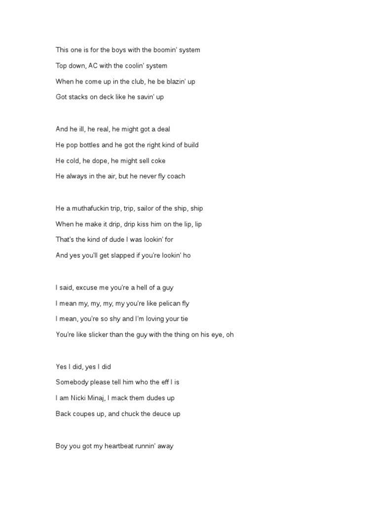 Nicki Minaj Super Bass Lyrics