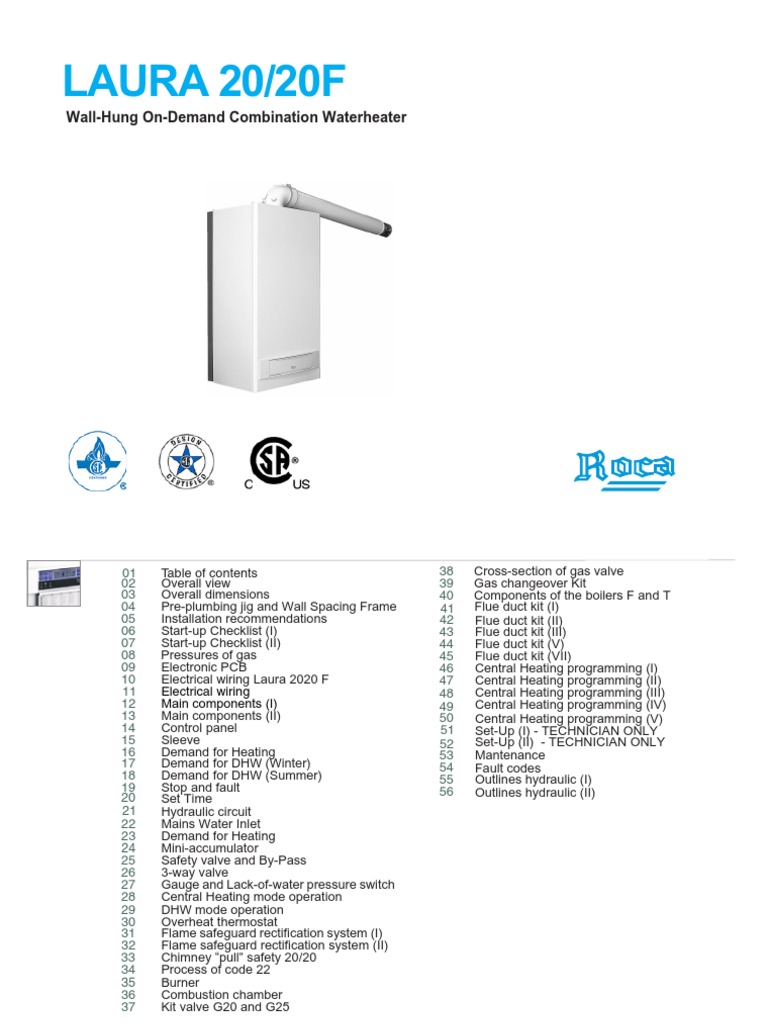Manual Caldera Roca Laura 20-20F (Ingles) | PDF | Thermostat | Valve