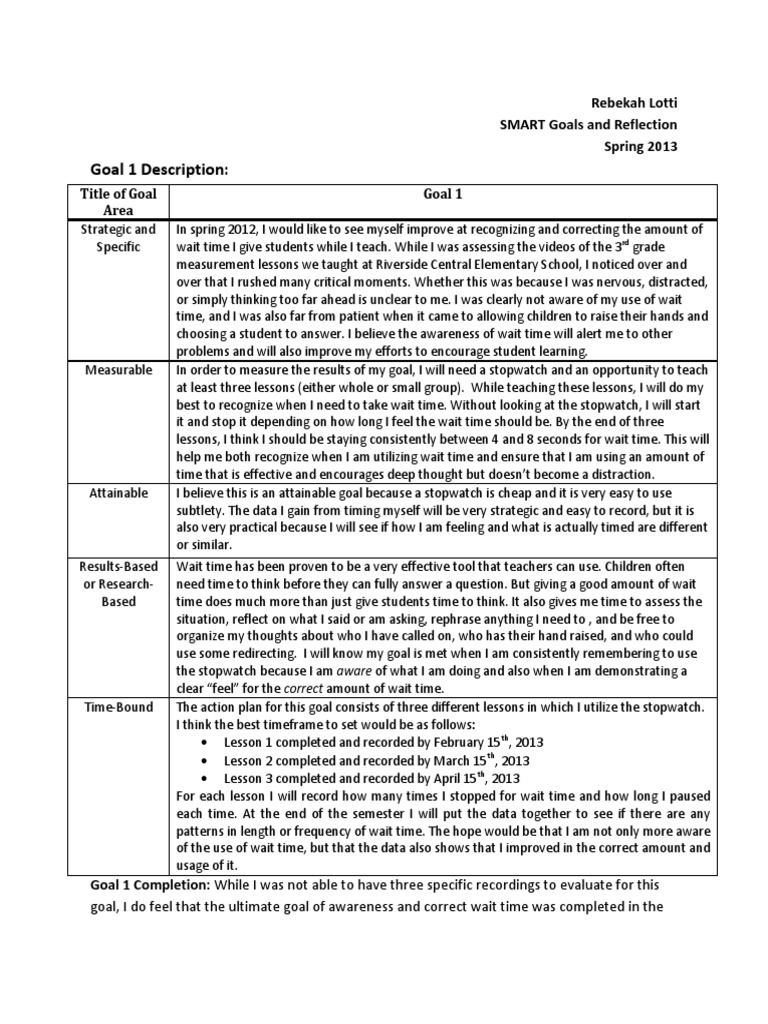 Smart Goals Complete | PDF | Goal | Music Education