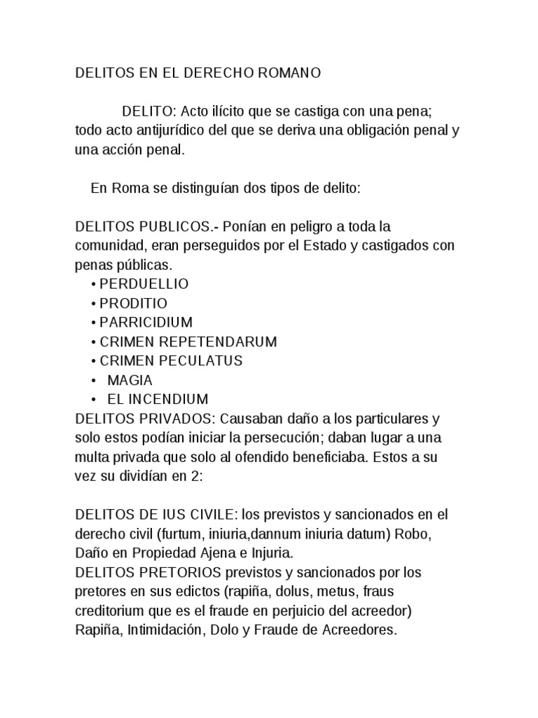 Delitos en el Derecho Romano: Un análisis detallado de los delitos ...