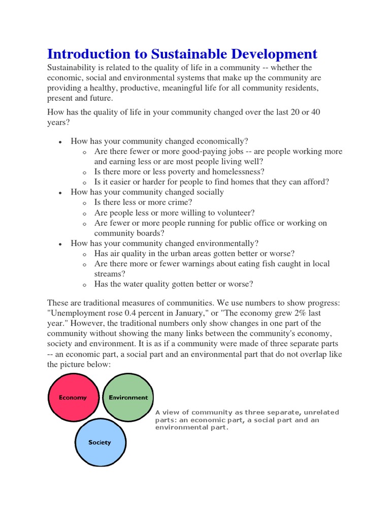 Introduction To Sustainable Development | Download Free PDF ...