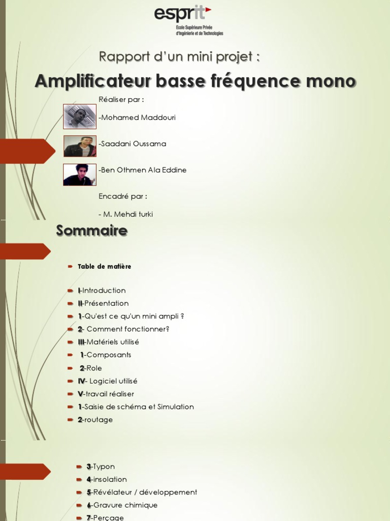 Rapport Mini Projet | PDF | Amplificateur électronique | Électronique